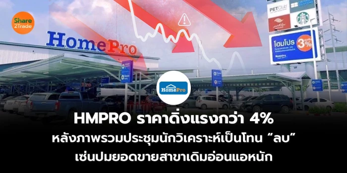 HMPRO ราคาดิ่งแรงกว่า 4% หลังภาพรวมประชุมนักวิเคราะห์เป็นโทน “ลบ” เซ่น ...
